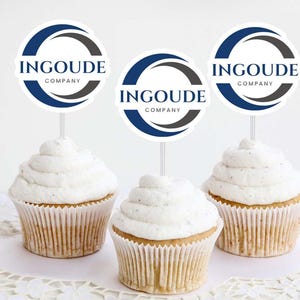 Custom Logo Cupcake Toppers, Branded Business Cupcake Picks, Corporate ...