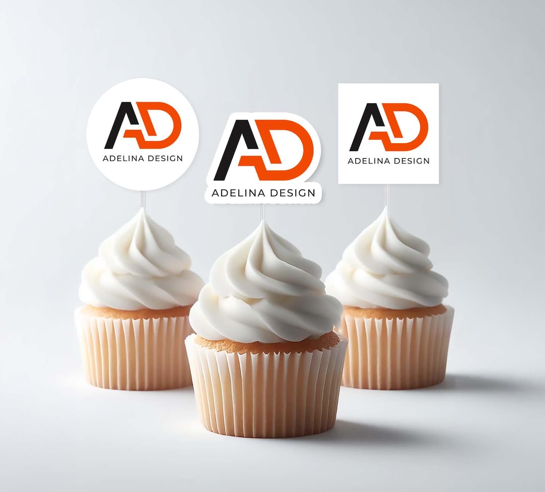 Custom Logo Cupcake Toppers, Branded Business Cupcake Picks, Corporate ...