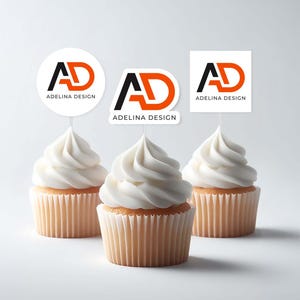 Custom Logo Cupcake Toppers, Branded Business Cupcake Picks, Corporate ...
