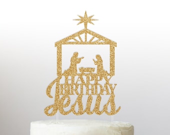 Nativity Scene Cake Topper Happy Birthday Jesus Cake Topper - Etsy