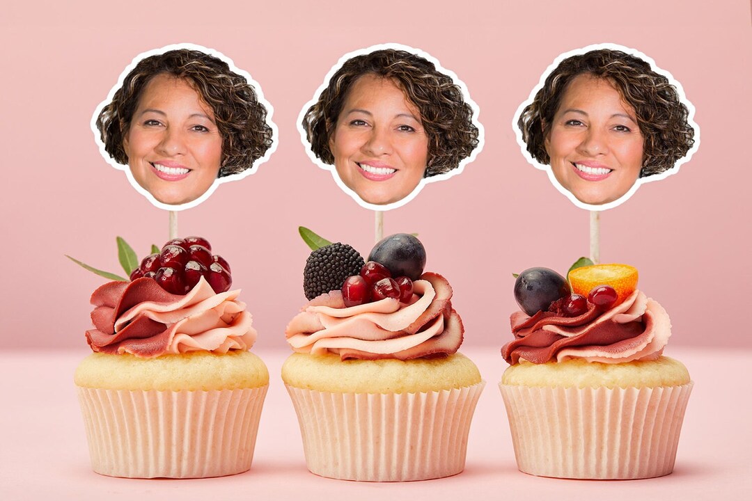 Personalized Face Cupcake Toppers: Custom Photo Party Decorations, Set ...