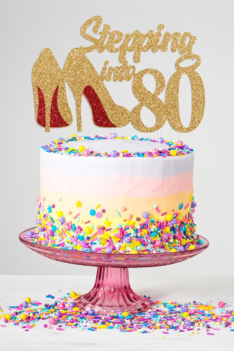 80th Birthday Cake Topper: Glitter Heels, Personalized Milestone - Etsy