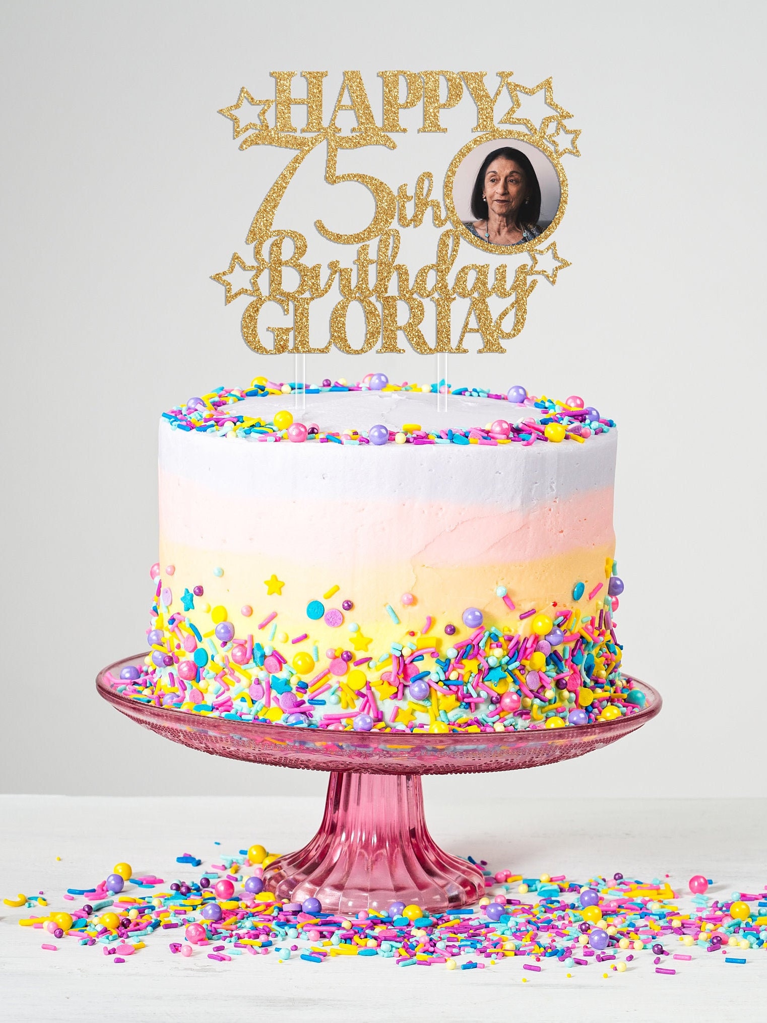 75th Birthday Cake Topper Birthday Photo Cake Topper 75th - Etsy Israel