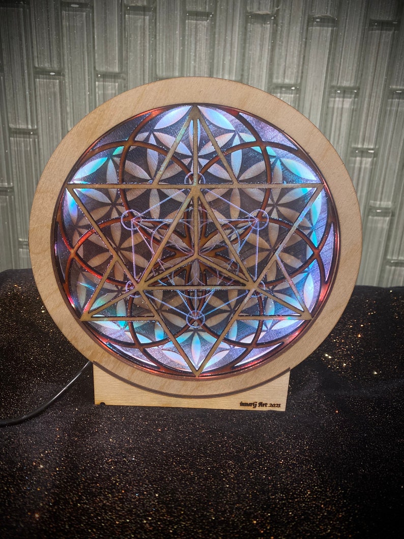 Sacred Geometry Light Box, Seed of Life Color Changing Lamp, Crystal ...