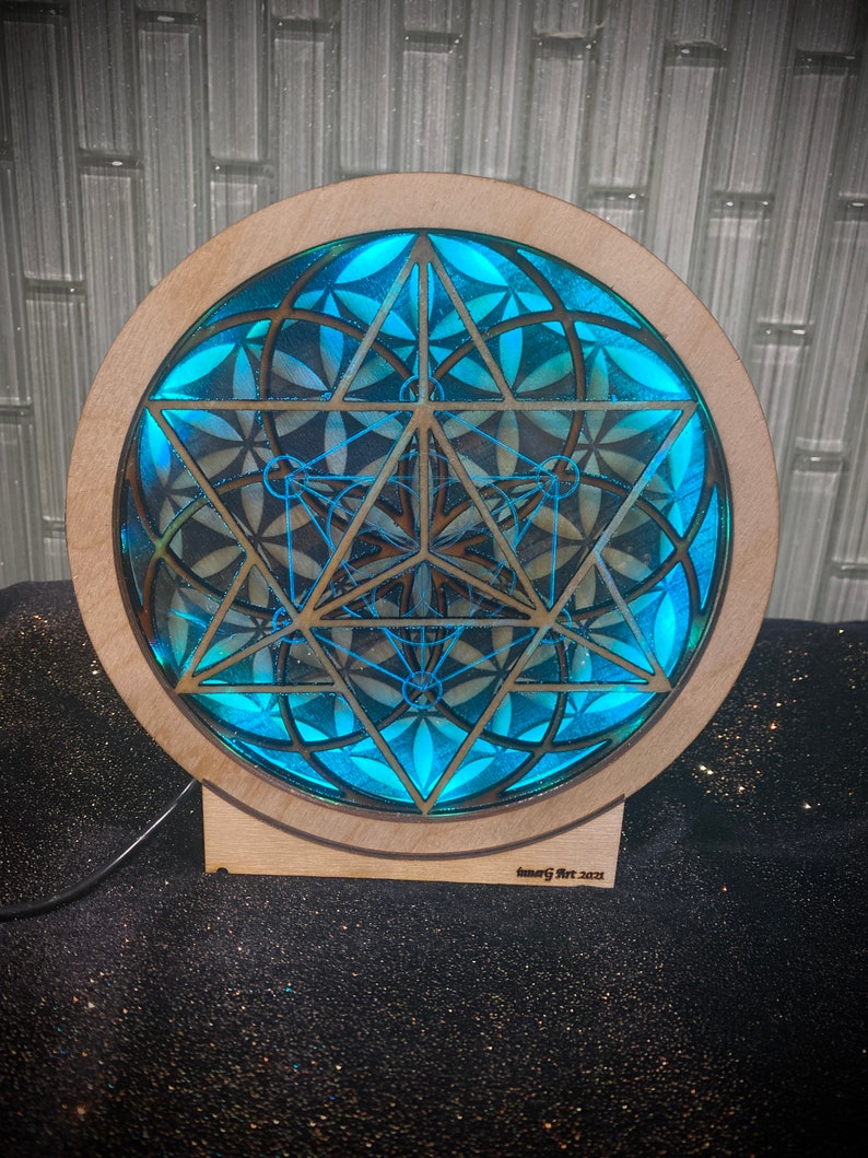 Sacred Geometry Light Box, Seed of Life Color Changing Lamp, Crystal ...