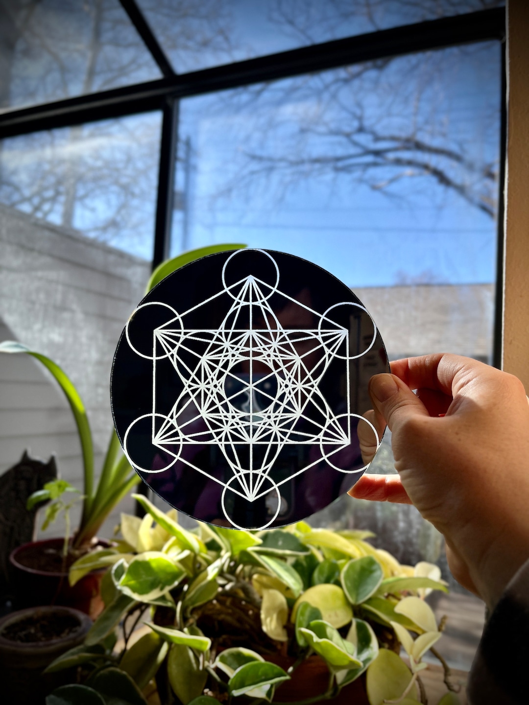 Metatron's Cube Engraved Mirror - Beveled Craft Mirror for Spiritual Home Decor, DIY Projects ...
