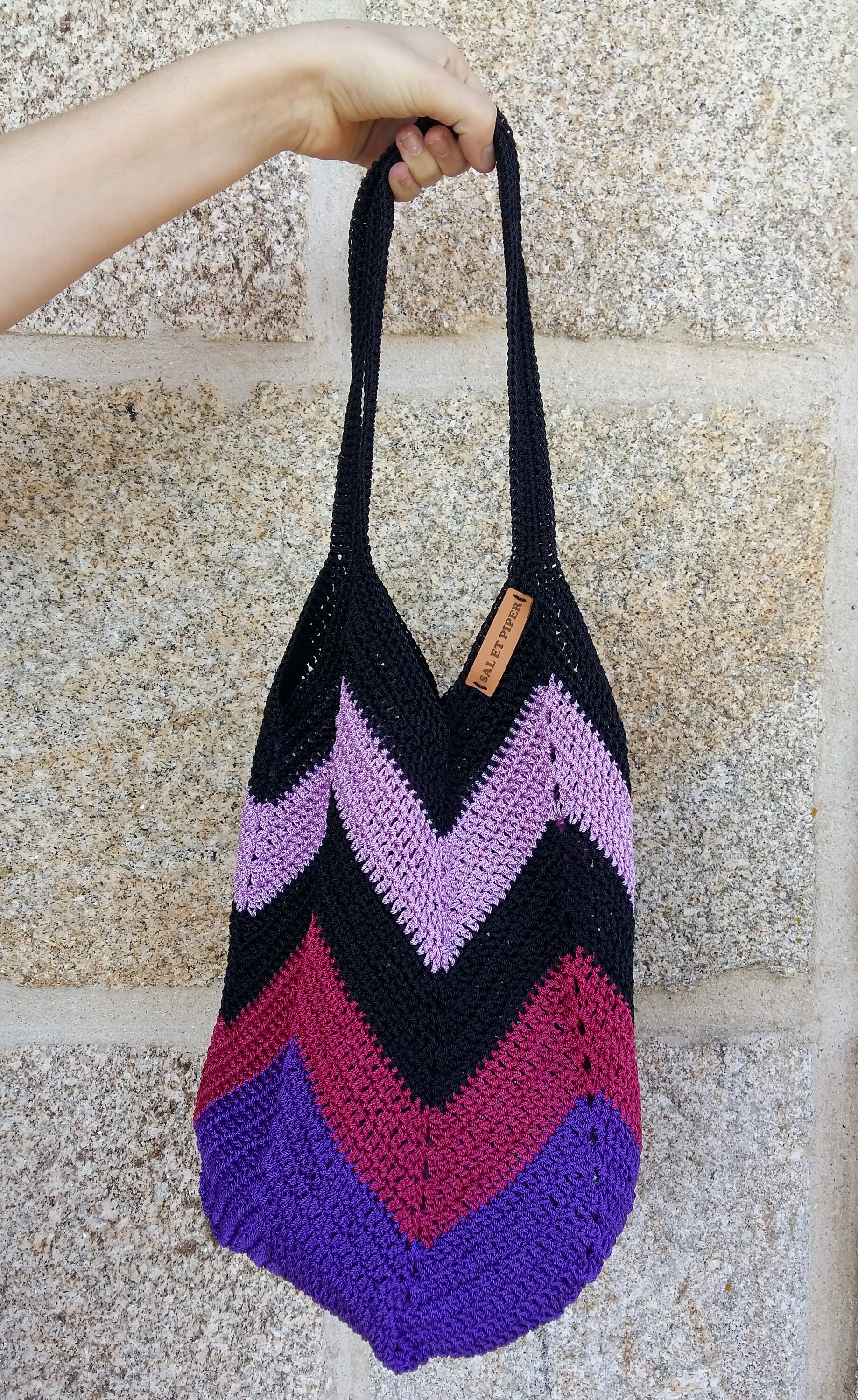 Chevron crochet bag - Etsy España