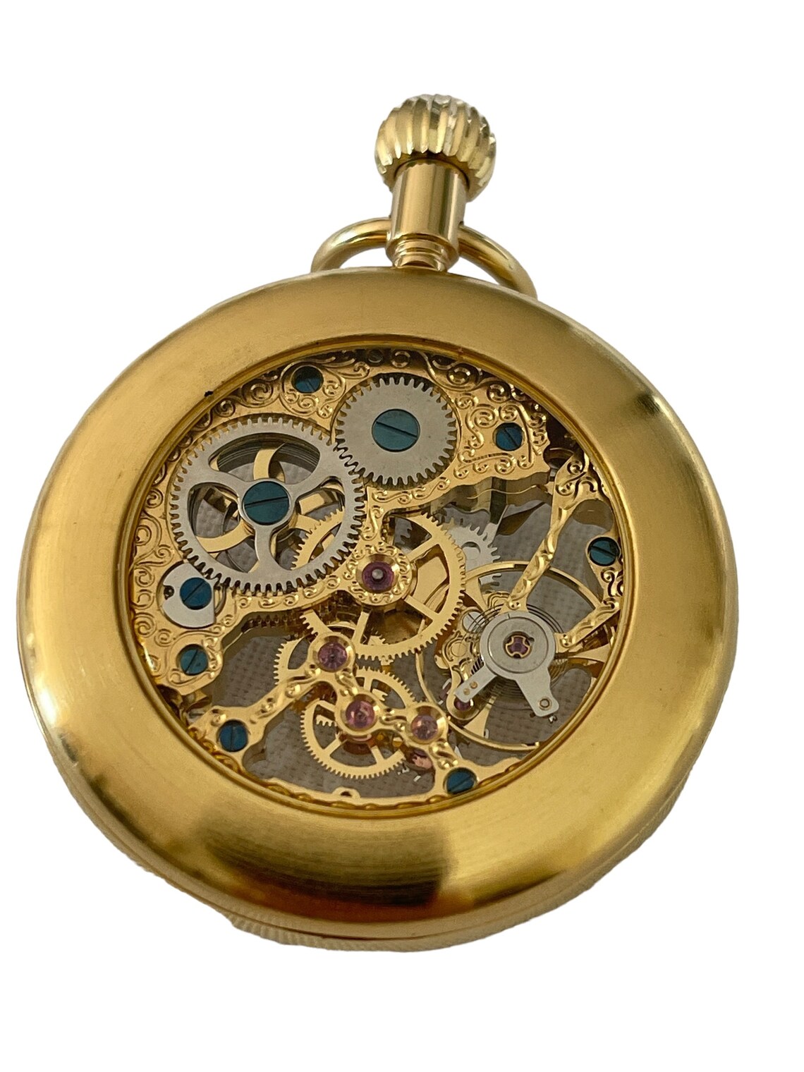 Rotary Gold Plated Pocket Watch Fully Working Mechanical Skeleton - Etsy