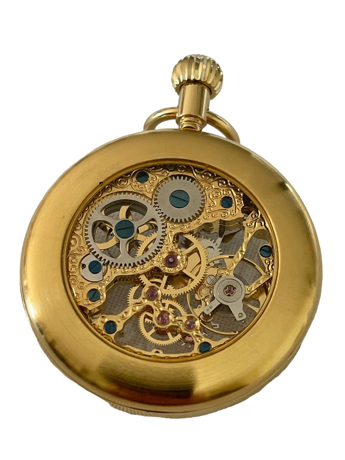 Rotary Gold Plated Pocket Watch Fully Working Mechanical Skeleton - Etsy