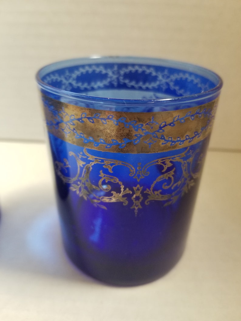 Cobalt Blue Crystal Glasses Real Platinum Trimmed - Etsy