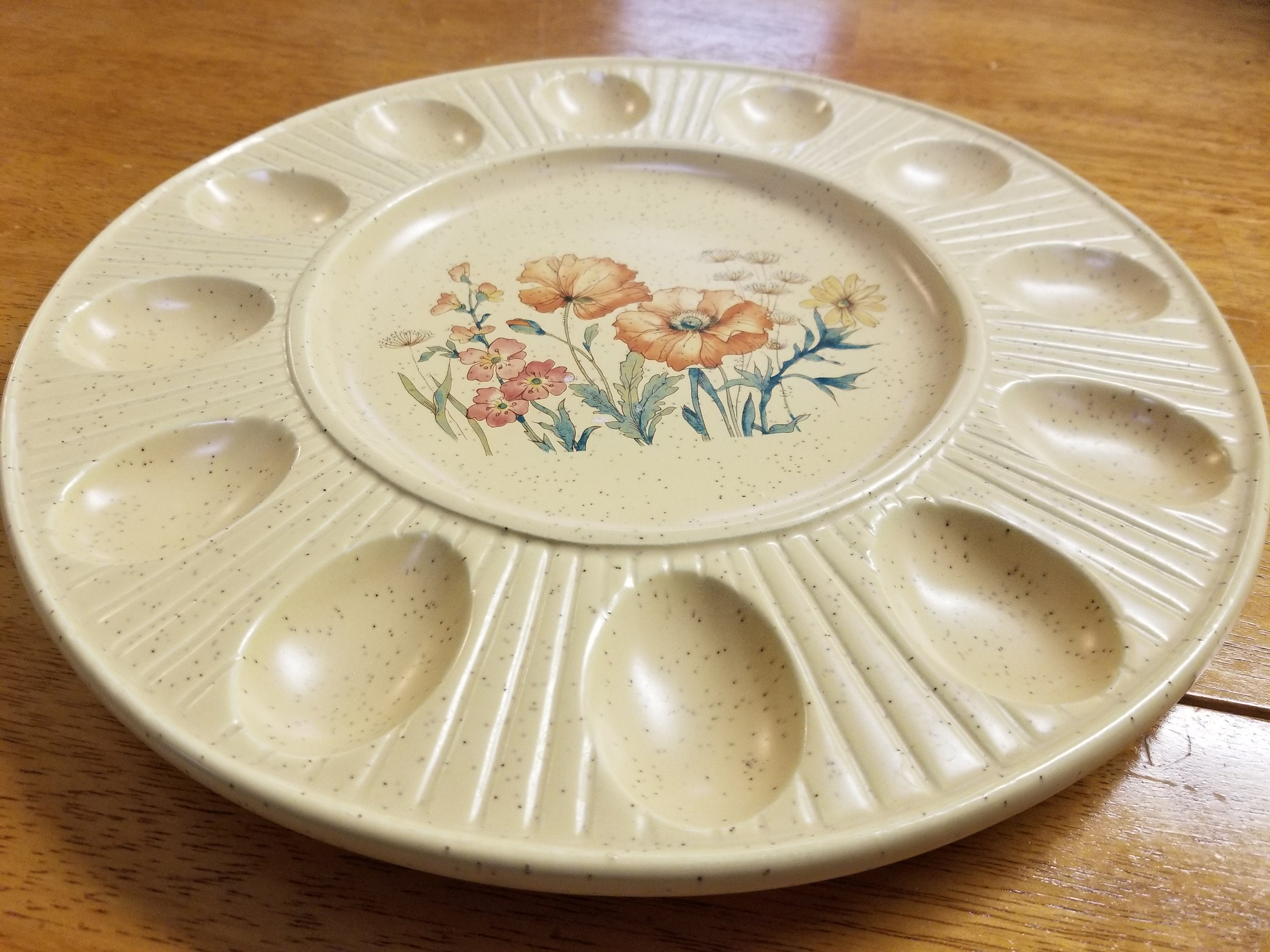 Vintage Treasure Craft Deviled Egg Plate, Floral Egg Plate, Hard Boiled ...