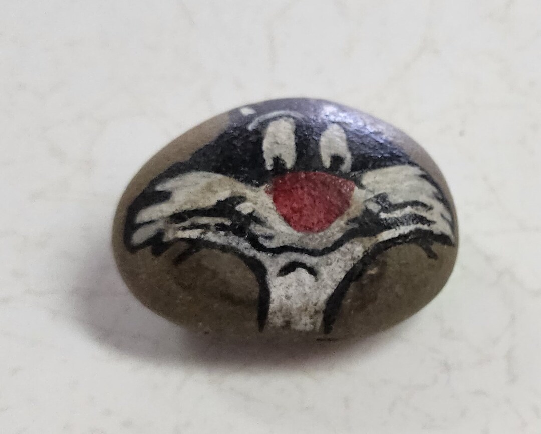 Vintage Loonie Toons Sylvester Hand Painted , Signed Rock - Etsy
