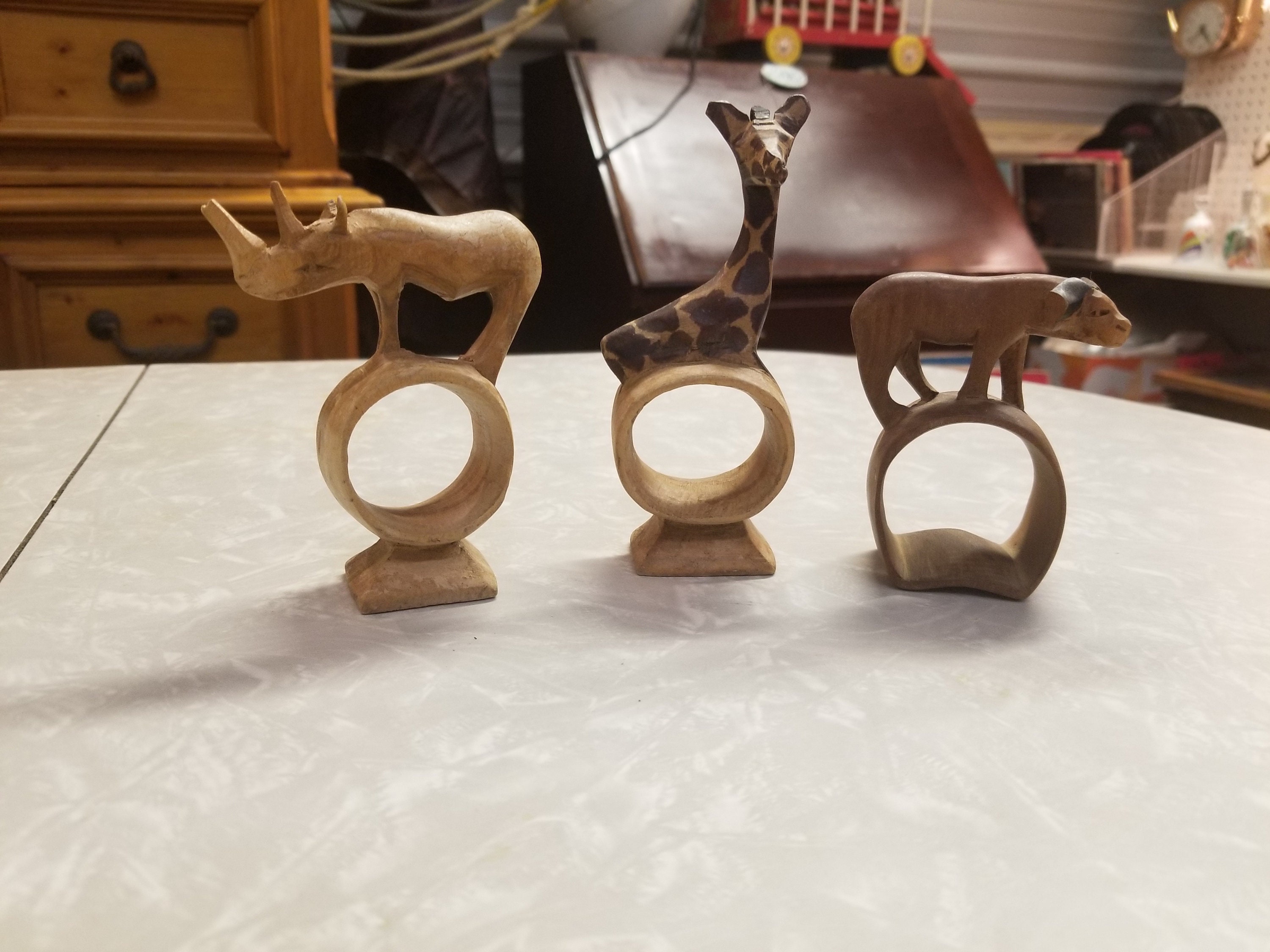 Hand Carved Wood Animal Napkin Rings | Etsy