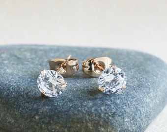 Clear stud earrings | Etsy