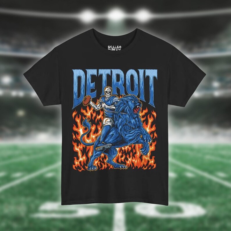 Detroit Football Shirt Graphic Tees Skeleton Shirt Merch Tee Gift Shirt ...