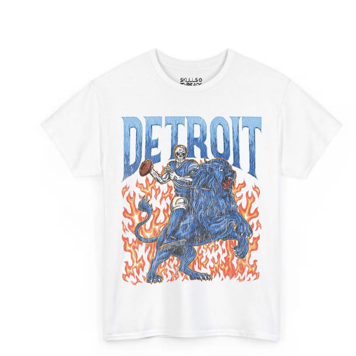 Detroit Football Shirt Graphic Tees Skeleton Shirt Merch Tee Gift Shirt ...