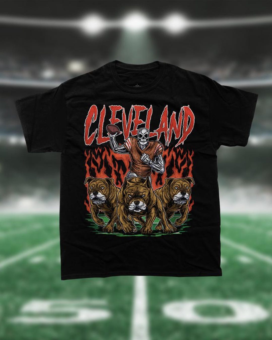 Cleveland Football Shirt, Browns Football, Skeleton Shirt, Bootleg ...