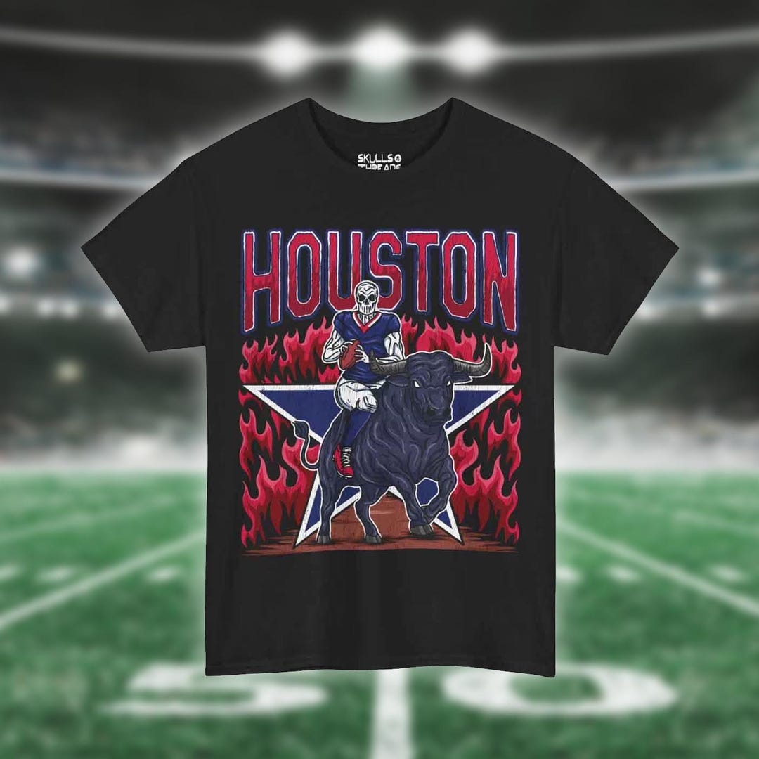 Houston Football Shirt, Graphic Tees, Skeleton Shirt, Merch Tee, Gift ...