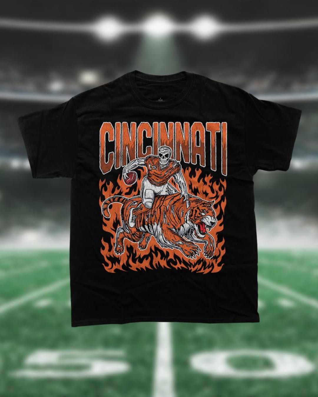 Cincinnati Football Shirt, Graphic Tees, Skeleton Shirt, Merch Tee ...
