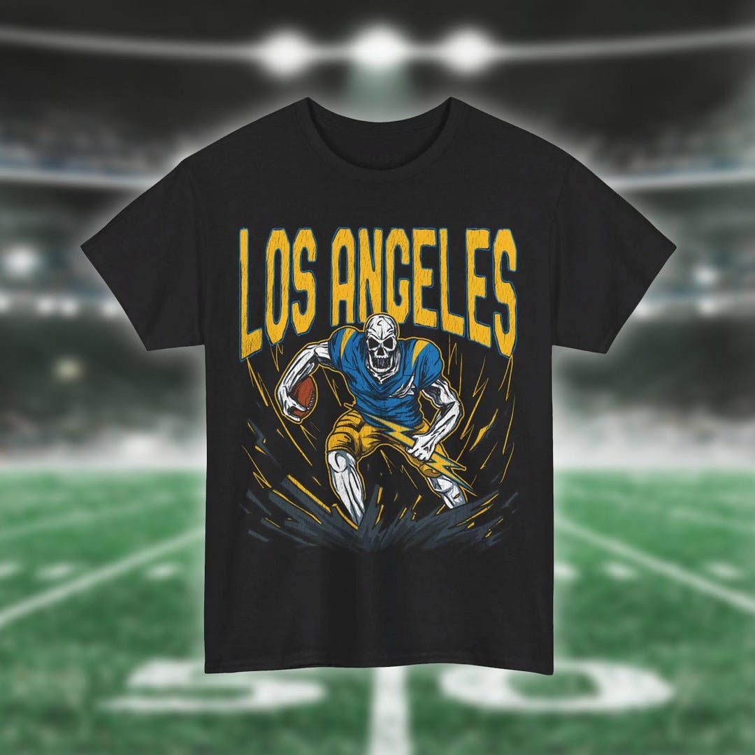 Chargers Football Shirt, Graphic Tees, Skeleton Shirt, Merch Tee, Gift ...