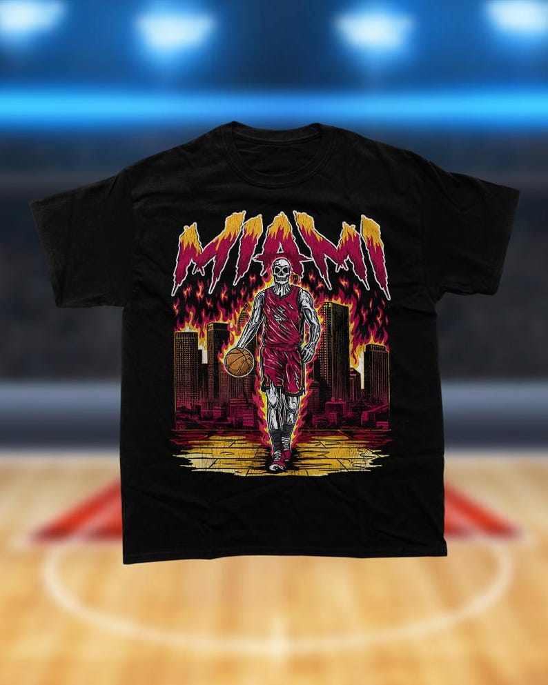 Miami Basketball, Heat Basketball, Graphic Tees, Skeleton Shirt, Merch ...