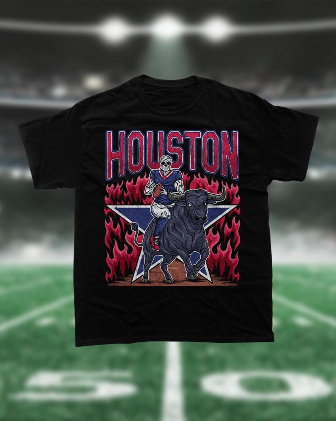 Houston Football Shirt, Graphic Tees, Skeleton Shirt, Merch Tee, Gift ...