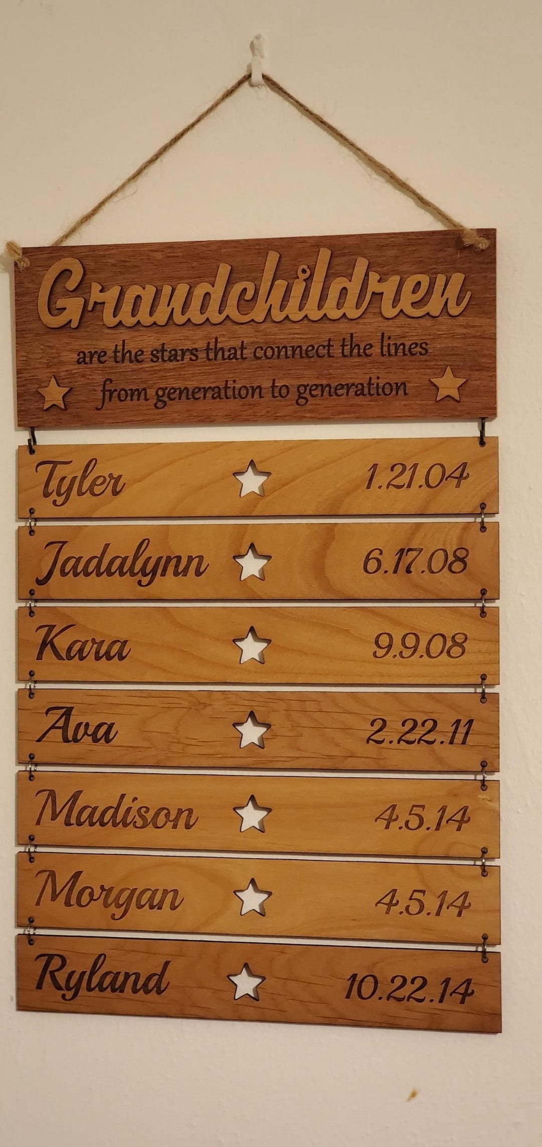 Grandchildren Wall Hanging Sign, Personalized, Laser Engraved ...