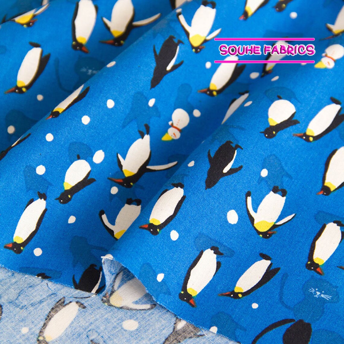 Cotton Fabric Quilting Fabric Penguin Dance-cotton and | Etsy