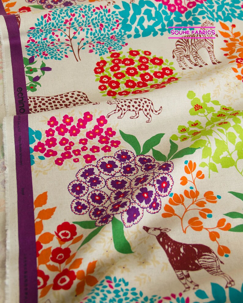 Japanese Cotton Linen Canvas Fabric Echino by Etsuko Furuya - Etsy