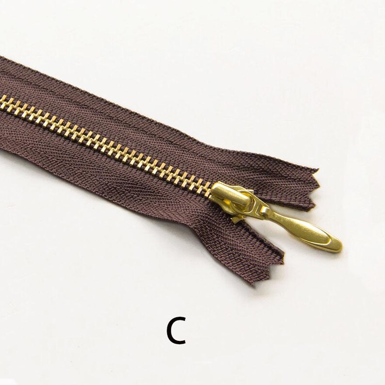1pcs YKK #3 Golden Brass Tooth Metal Zipper Close-end Auto Lock Zipper ...
