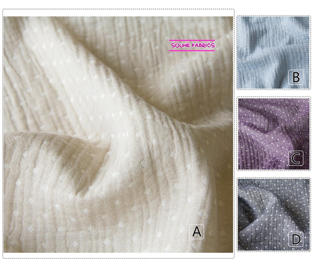 Japanese Gauze Cotton Fabric Solid Soft Crinkly Gauze Dot-50cm - Etsy