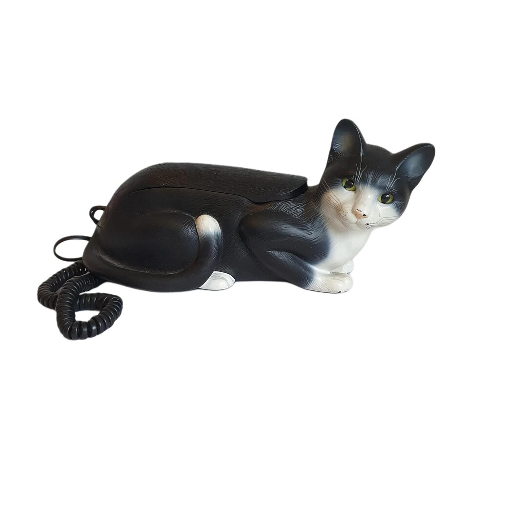 Vintage Black & White Cat Telephone - Etsy