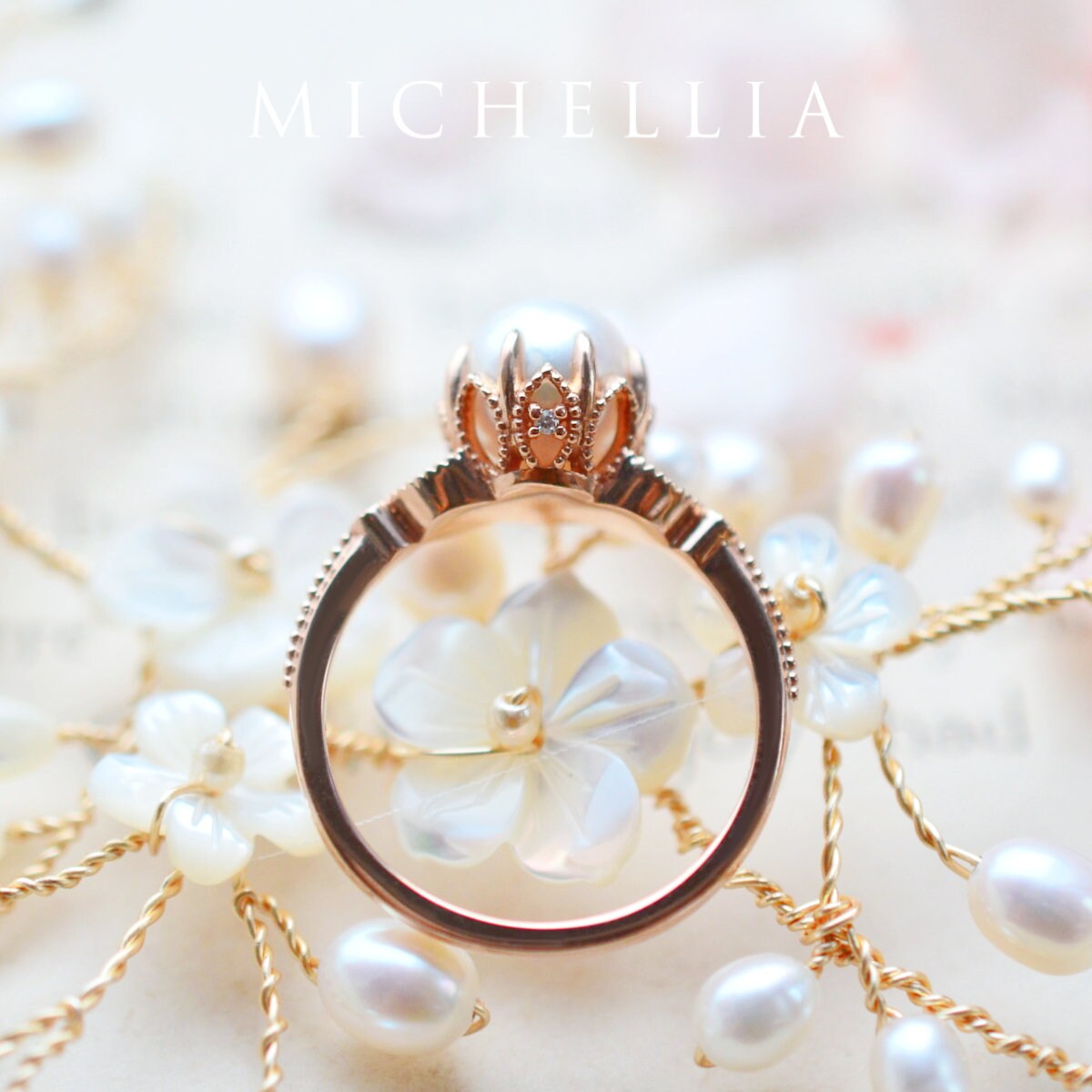 Evanthe Pearl Engagement Ring Vintage Floral Akoya Pearl | Etsy Canada