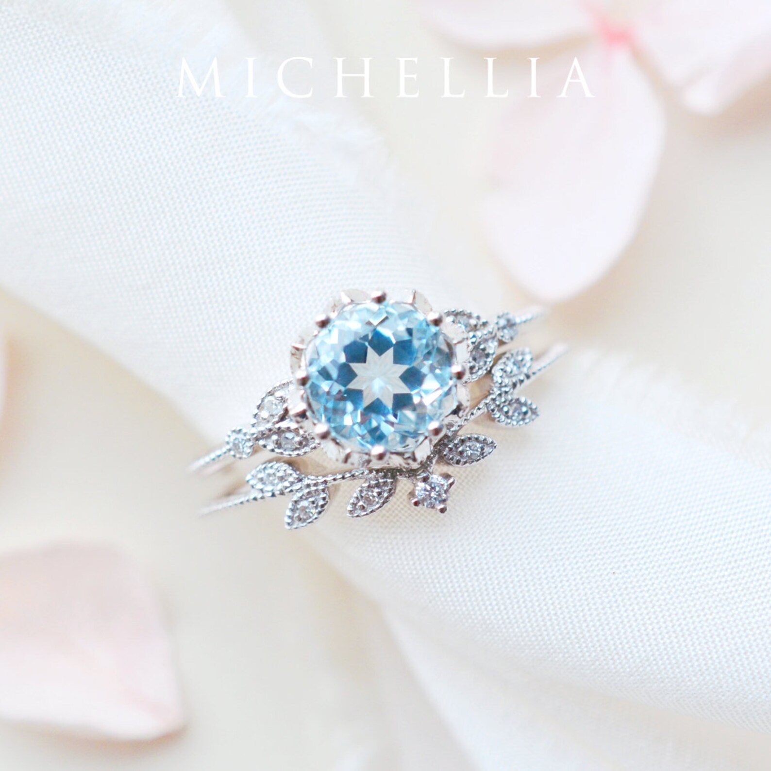 Evanthe Aquamarine Engagement Ring Vintage Floral Aquamarine - Etsy