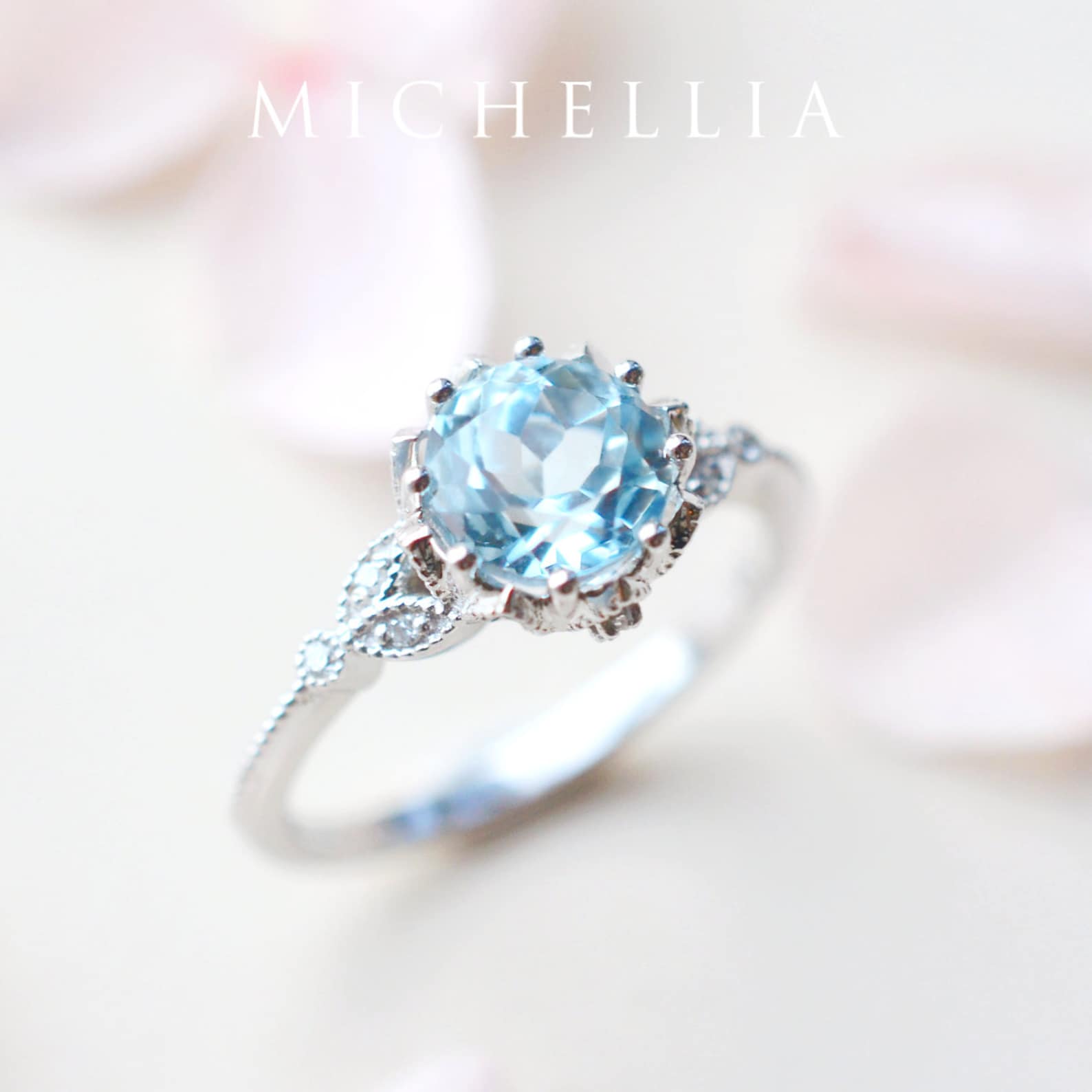 Evanthe Aquamarine Engagement Ring Vintage Floral Aquamarine - Etsy