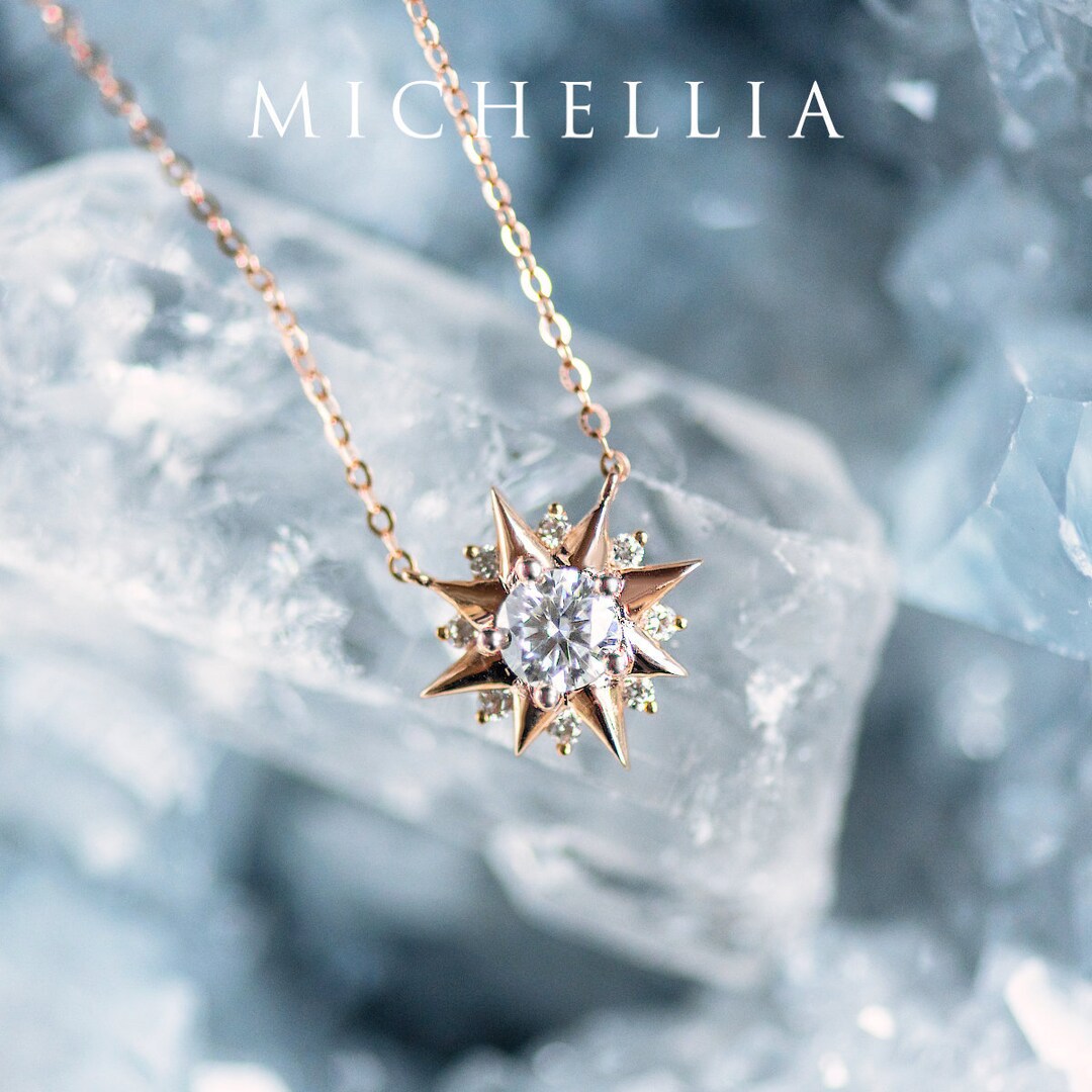 Astra Moissanite and Diamond Necklace, Starlight Moon and Star Necklace ...