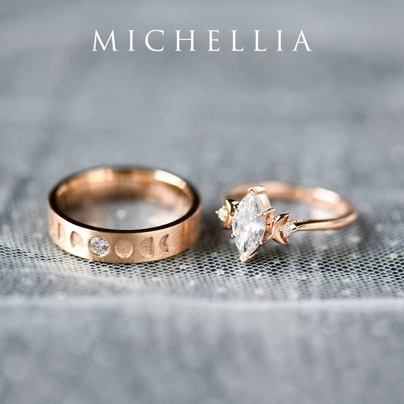 Lucian Men's Moon Phase Wedding Band Moon Band Celestial - Etsy