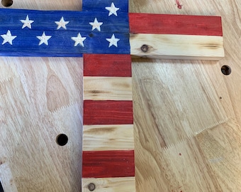 American Flag Cross (burnt) - Etsy