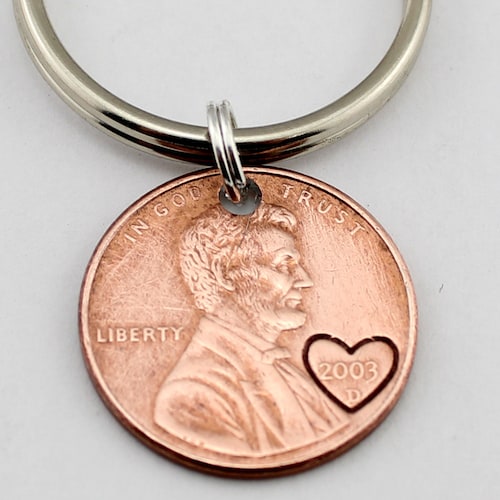 Custom Penny Keychain Penny Keychain Anniversary Gift Gift - Etsy