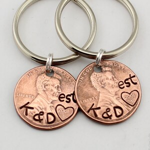 Custom Matching Penny Keychains, Customized Penny, 1st Anniversary ...