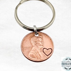 Custom Penny Keychain, Penny Keychain, Anniversary Gift, Gift for Wife ...