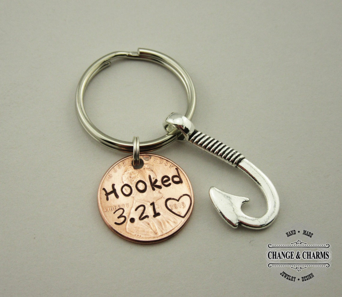 Hooked Penny Keychain Anniversary Keychain Gift for Husband | Etsy