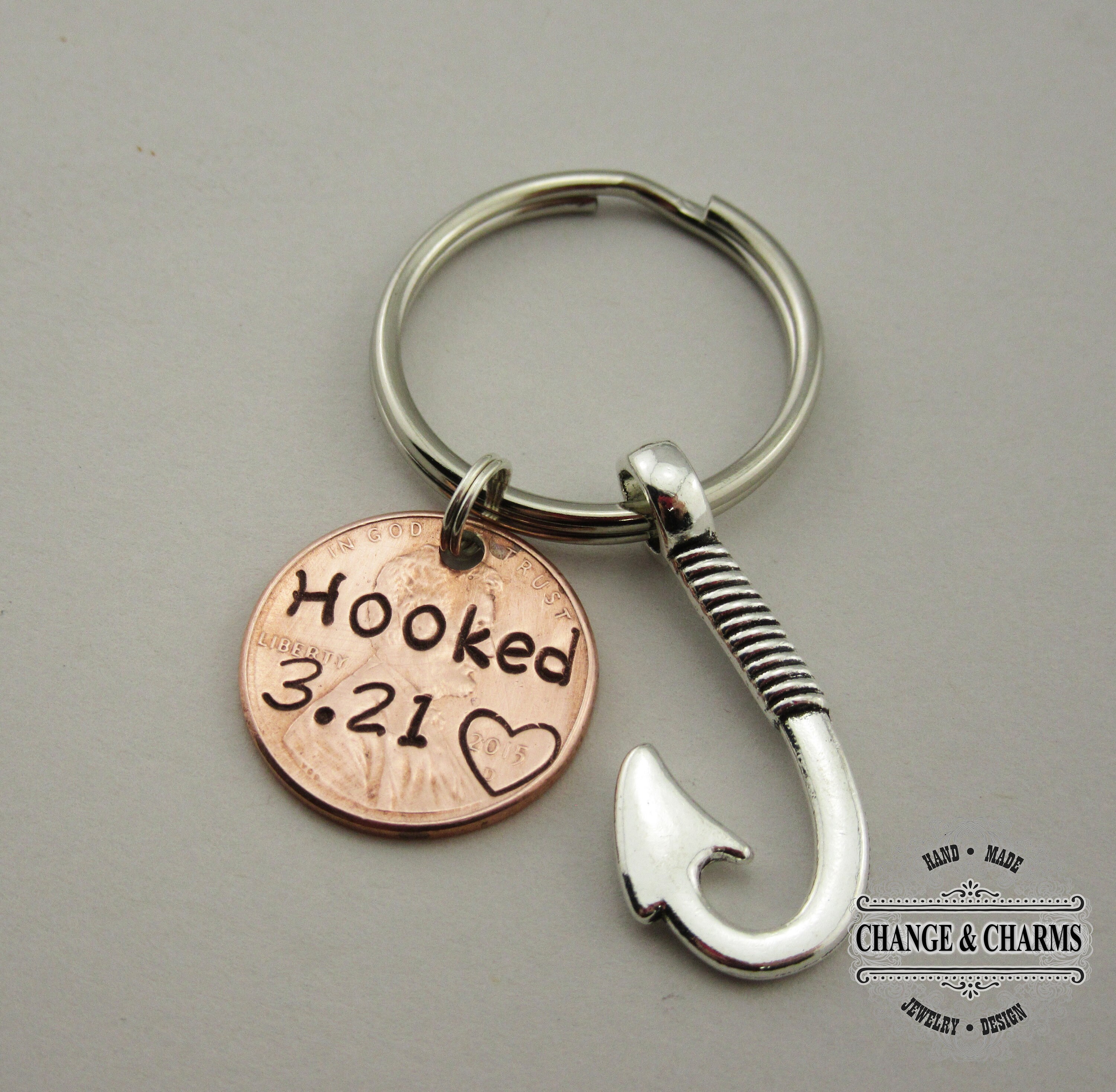 Hooked Penny Keychain Anniversary Keychain Gift for Husband | Etsy