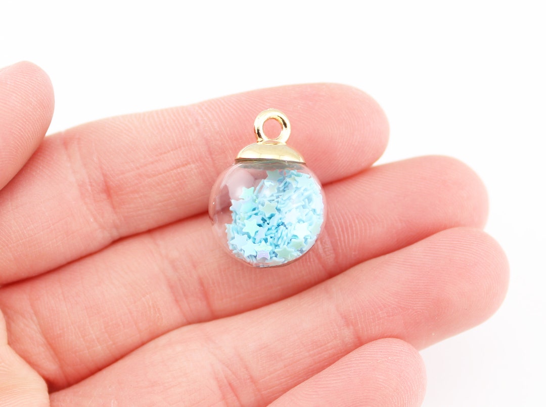 5 Glass Blue Star Ball Charms - Etsy