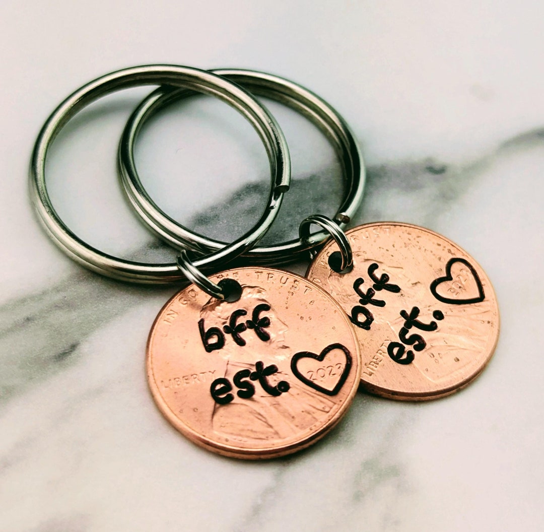 BFF Est. Penny Keychain, BFF Keychain, Best Friend Keychain, Friend ...