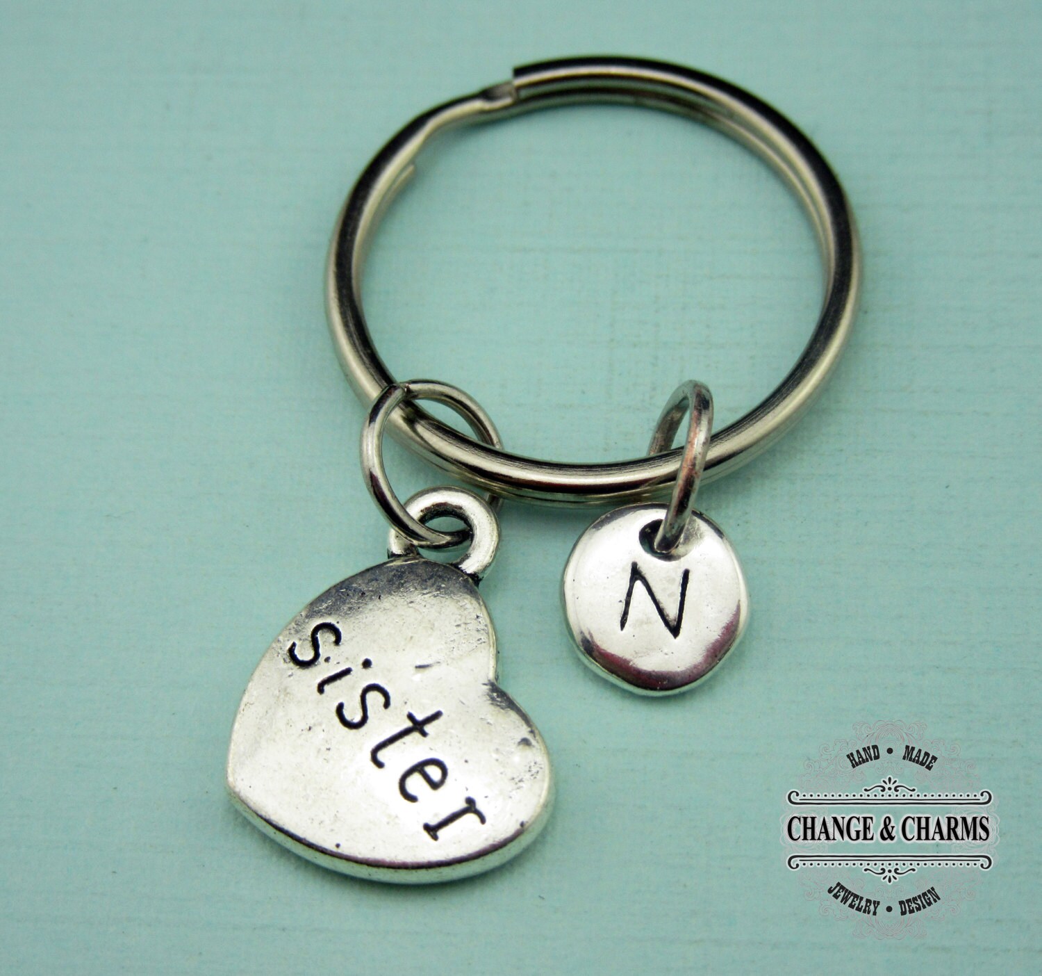 Sister Heart Keychain Sister Keychain Heart Keychain Gift | Etsy