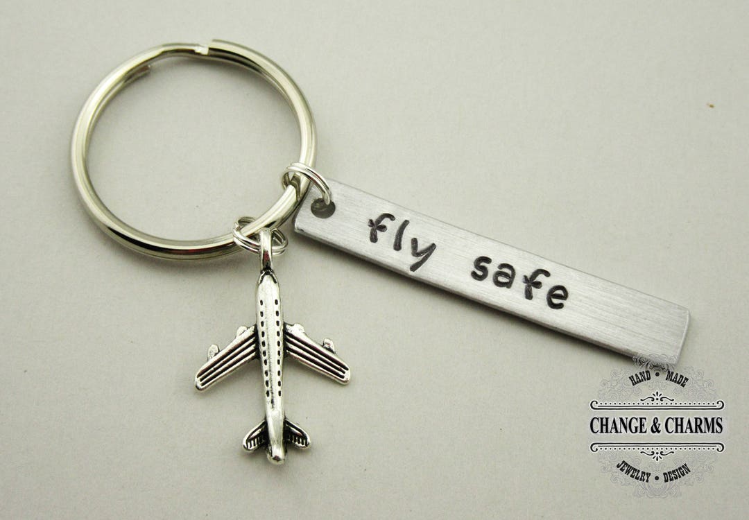 Fly Safe Keychain, Pilot Gift, Airplane Keychain, Airplane, Traveling ...