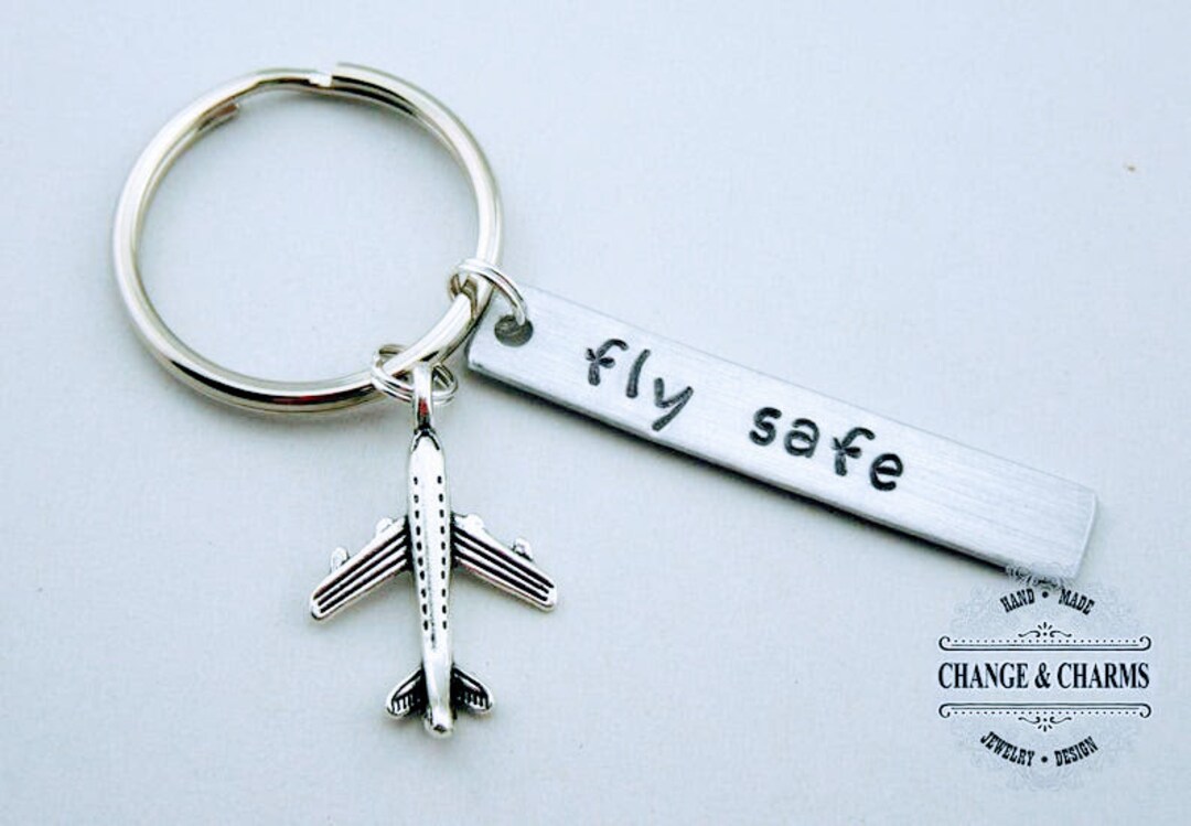 Fly Safe Keychain, Pilot Gift, Airplane Keychain, Airplane, Traveling ...