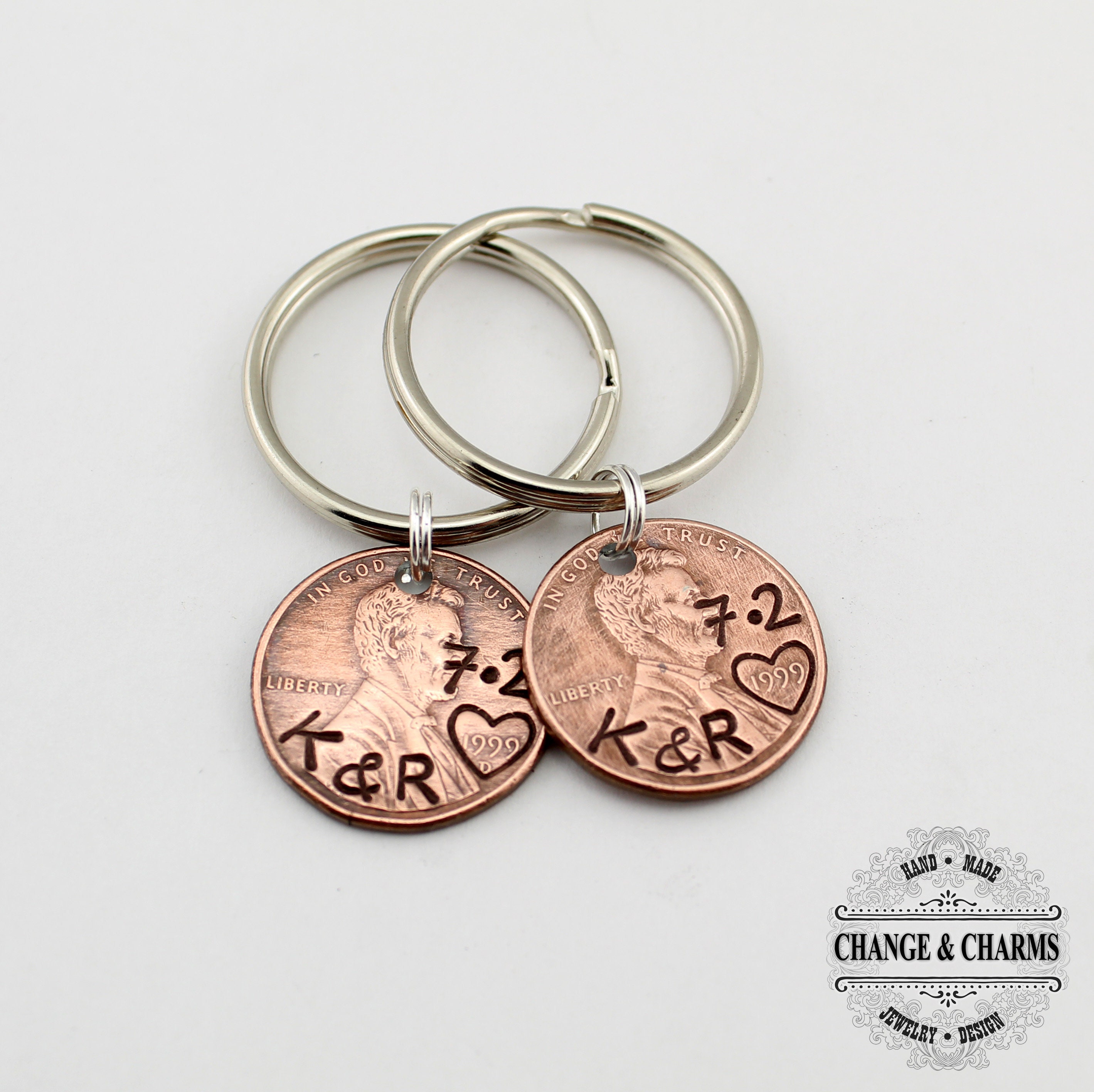 Personalized Anniversary Keychain Penny Keychain Valentines - Etsy