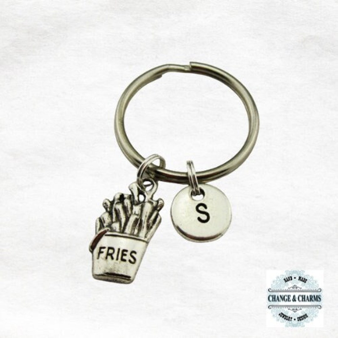 Fries Keychain, BFF Keychain, Friend Gift, Fries Charm, Fries, Silver ...